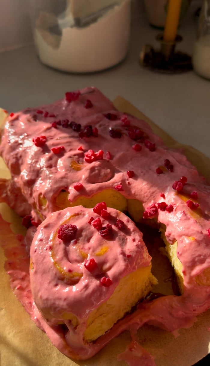 Sourdough Raspberry Cardamom Scrolls